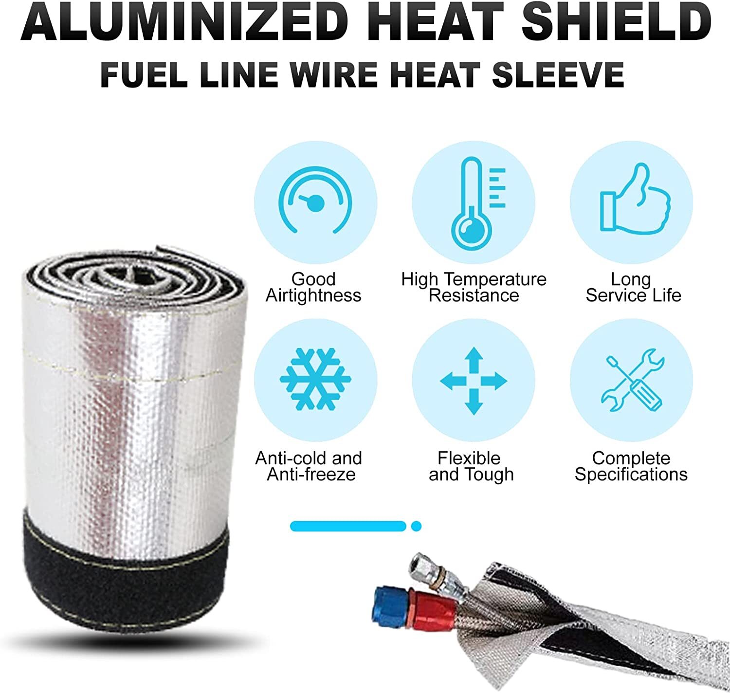 Metallic Heat Shield Sleeve Insulated car Wire Hose Cover Wrap Loom ...