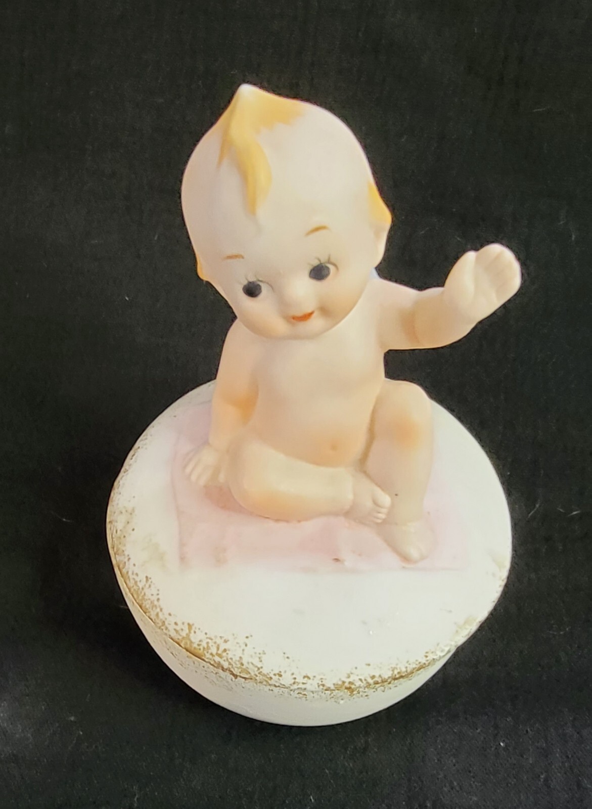Vintage LEFTON Porcelain Bisque KEWPIE DOLL Covered Trinket Jewelry ...