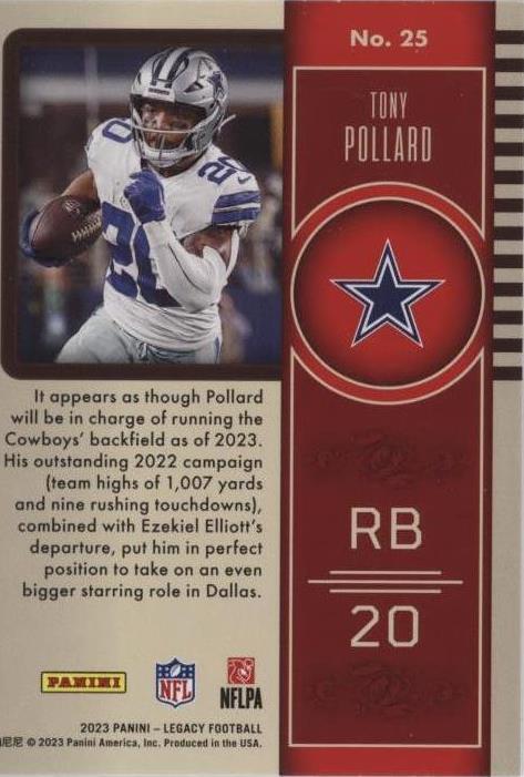 2023 Panini Legacy Tony Pollard #25 for sale | eBay