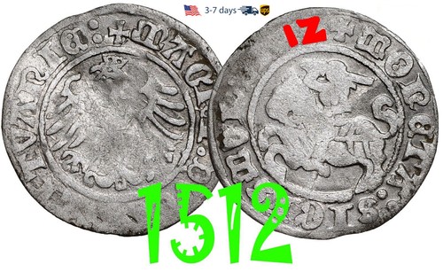 Poland Lithuania 1/2 GROSCHEN 1/2 grosz 1512 Sigismund I Silver Coin ...