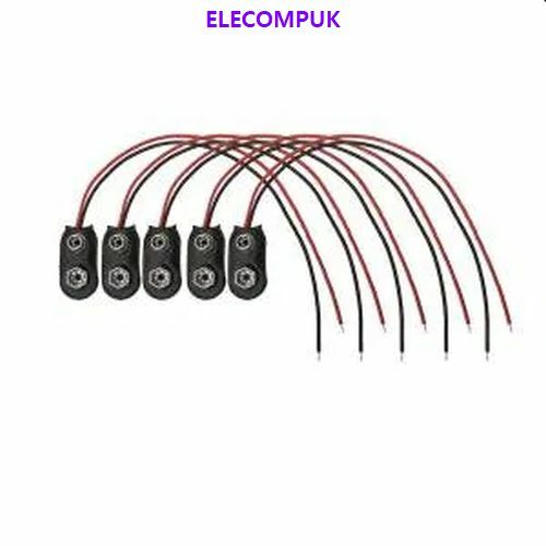 PP3 9V 9volt Soft Shell Battery Snap Clip Connector Cable Lead. 100mm ...