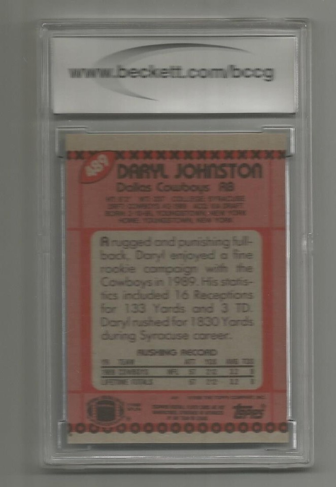 1990 TOPPS DARYL JOHNSTON RC #489 DISCLAIMER BACK VARIATION BCCG 9 ...