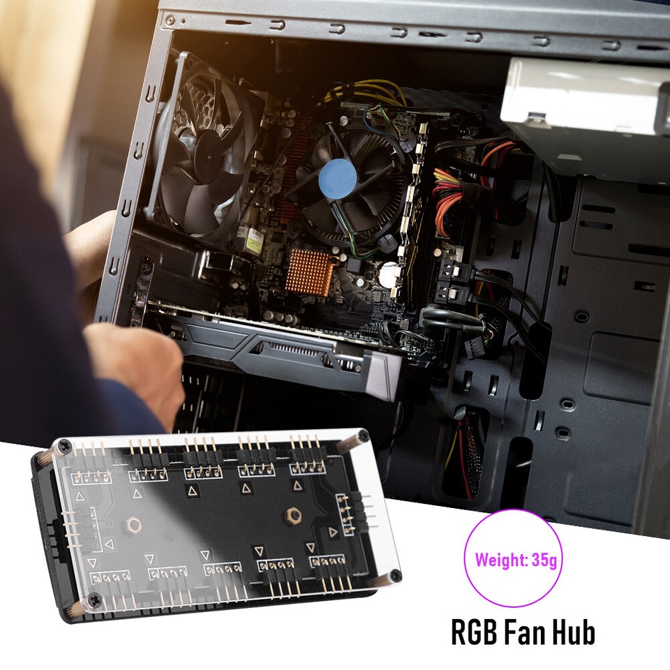 12V 4Pin RGB Fan HUB 1 To 10 Multi Way Splitter PC Strip Light Cooler ...