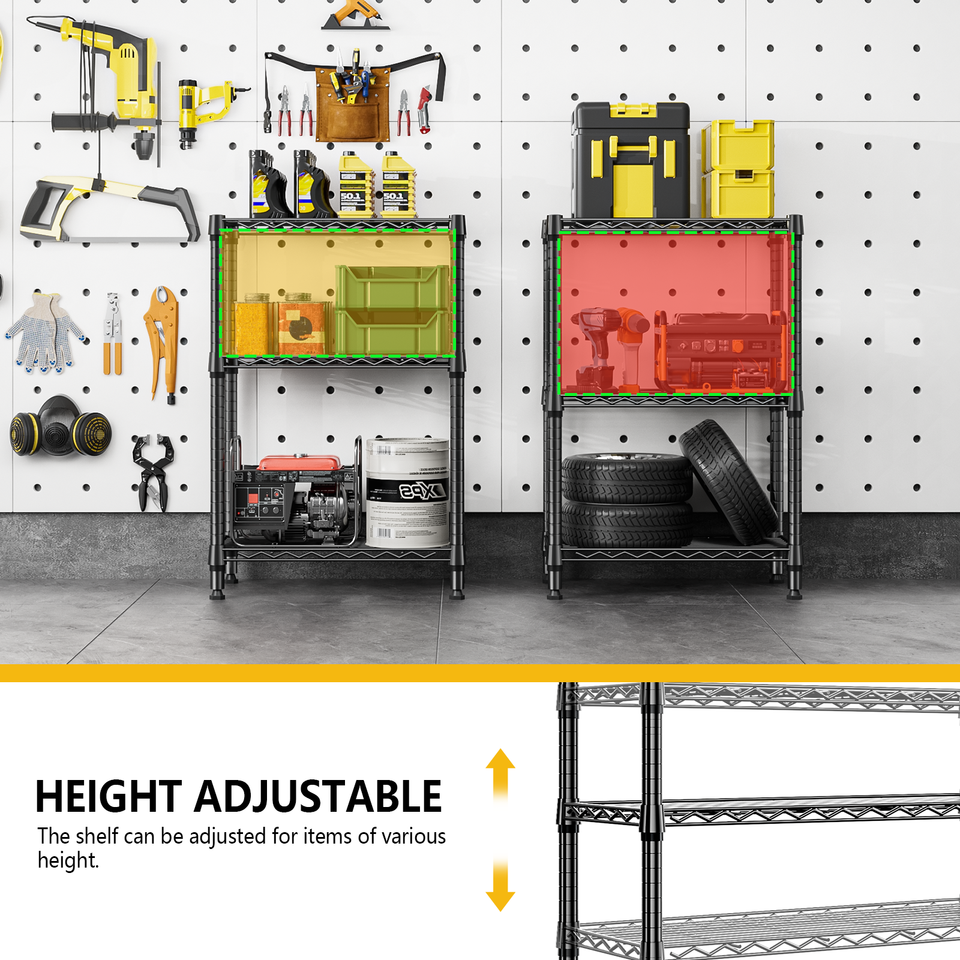 3 Tier Stackable Wire Shelves Unit Heavy Duty Storage Pantry Metal ...