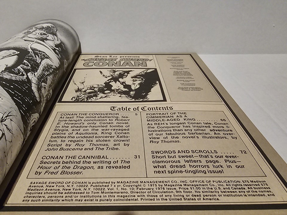 Savage Sword of Conan the Barbarian #10 1976 Fine FN Curtis Magazine ...