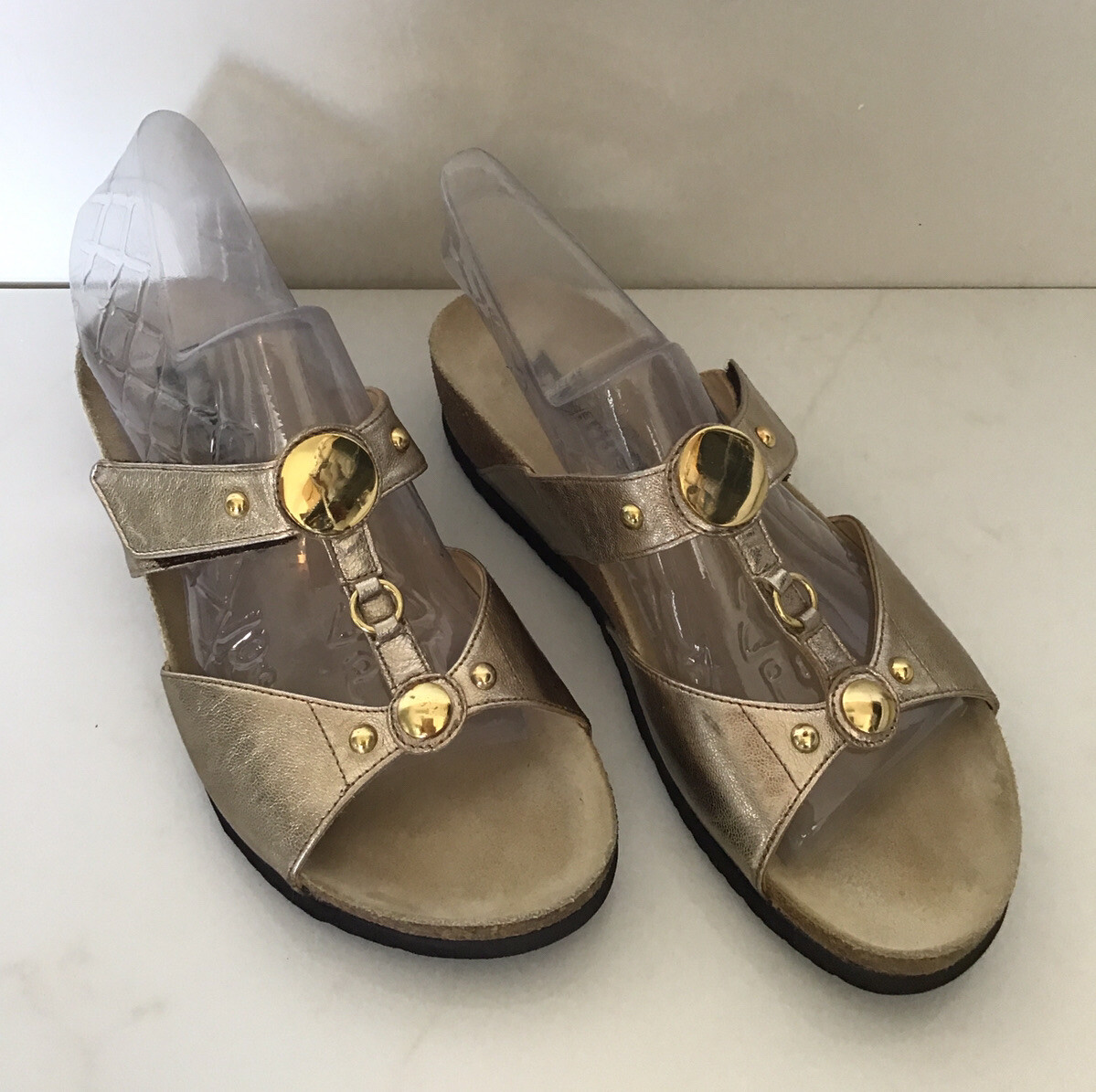 Mephisto Air Relax Low Cork Metallic Gold Sandals Siz… - Gem