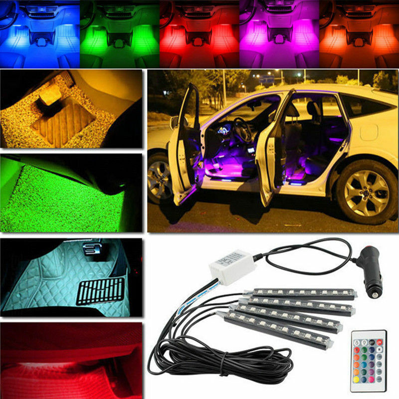 RGB LED Car Interior Accessories Floor Decorative Atmosphere Strip Lamp ...