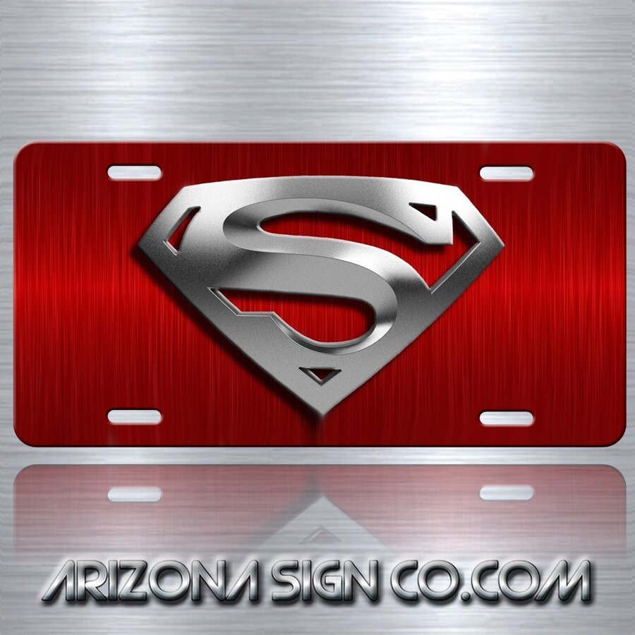 Superman Red Faux Graphite Look and Silver Aluminum Vanity License ...
