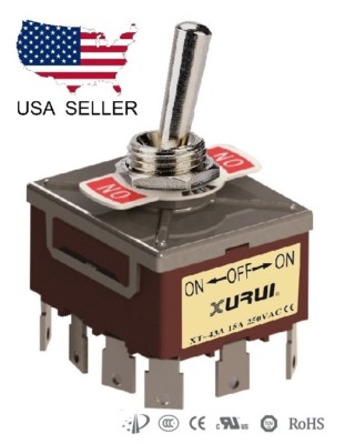 4PDT 4P2T 3 POSITION ON-OFF-ON TOGGLE SWITCH 20A 125V, SPADE TERMINALS ...