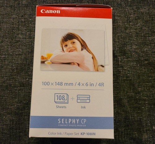Canon Selphy KP-108IN Color Ink Paper Set 108 4x6 Sheets with 3 Toners ...