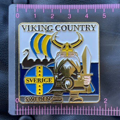 SWEDEN🇸🇪METAL FRIDGE MAGNET SVERIGE TRADITIONAL VIKING WARRIOR TRIP ...