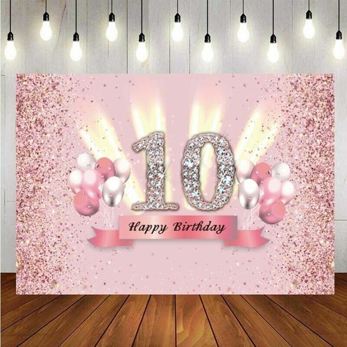 Sweet 10th Backdrop Pink Balloon Girls Birthday Party Photo Background ...