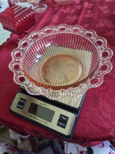 Anchor Hocking Pink Depression Glass Old Colony Lace Edge Round Bowl 9. ...