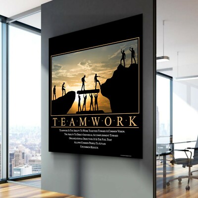 TEAMWORK BLACK MOTIVATION QUOTE INSPIRATIONAL PRINT HOME WALL POSTER ...