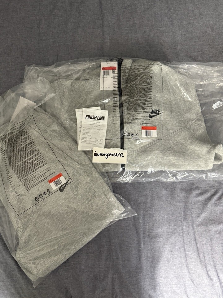 Nike Grey Tech Fleece Full Zip Hoodie/Joggers FB7921-063 & FB8002-063 ...