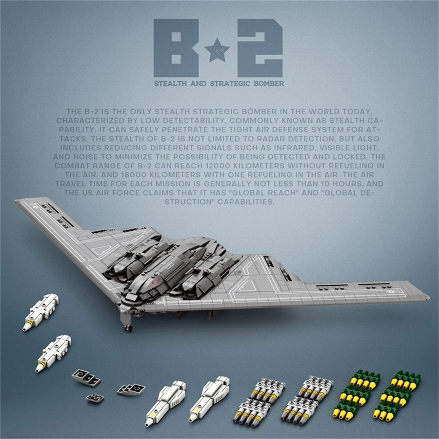 2063pcs B2 Stealth Bomber Building Blocks Military Model Kit Display ...
