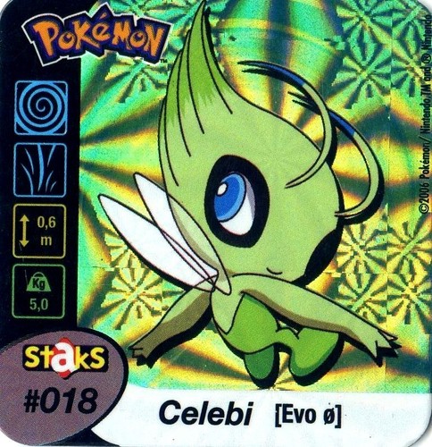 STAKS AIMANT POKEMON PANINI 50X50 N° 018 CELEBI HOLO | eBay