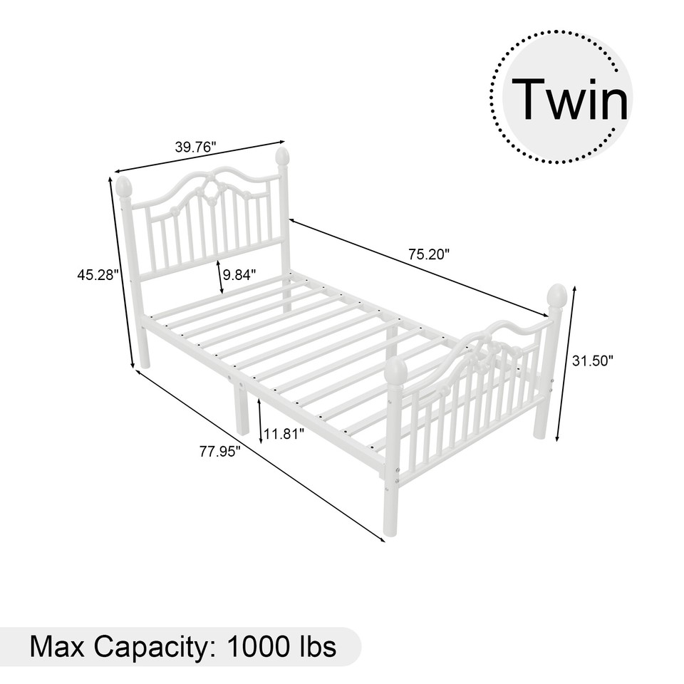 Twin Modern Metal Bed Frame For Kids With Headboard And Footboard EBay twin-modern-metal-bed-frame-for-kids-with-headboard-and-footboard-ebay