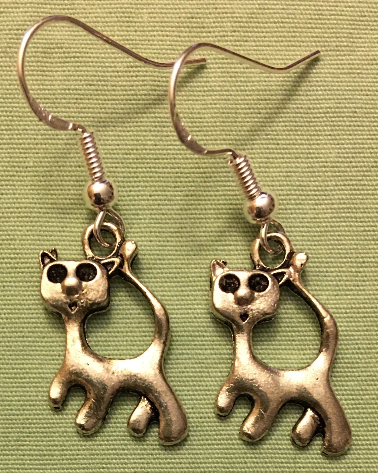 PRANCING CAT EARRINGS, SMALL - Pewter with Sterling Silver Ear Wires ...