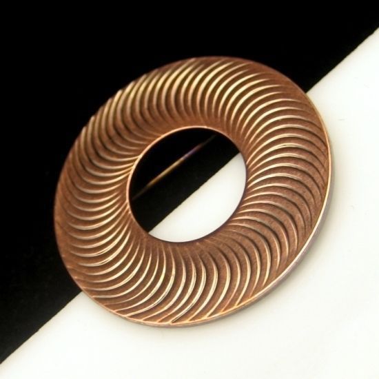 Vintage Engraved Copper Circle Brooch Pin Pretty Spiral Design Unique ...