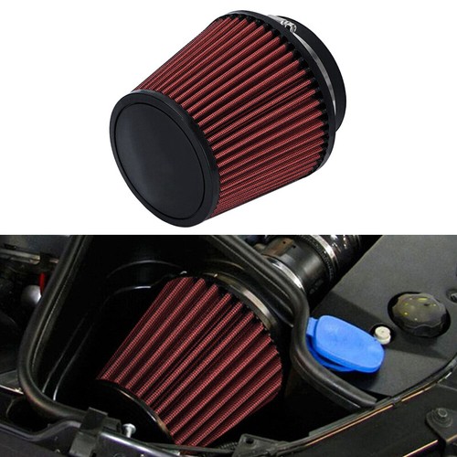 3in 76mm Cone Red Cold Intake Dry Air Inlet Filter w/ Clamp Universal ...