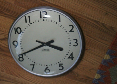 Vintage Standard Electric Time Corp. Silver Metal Large Wall Clock 13 1 ...