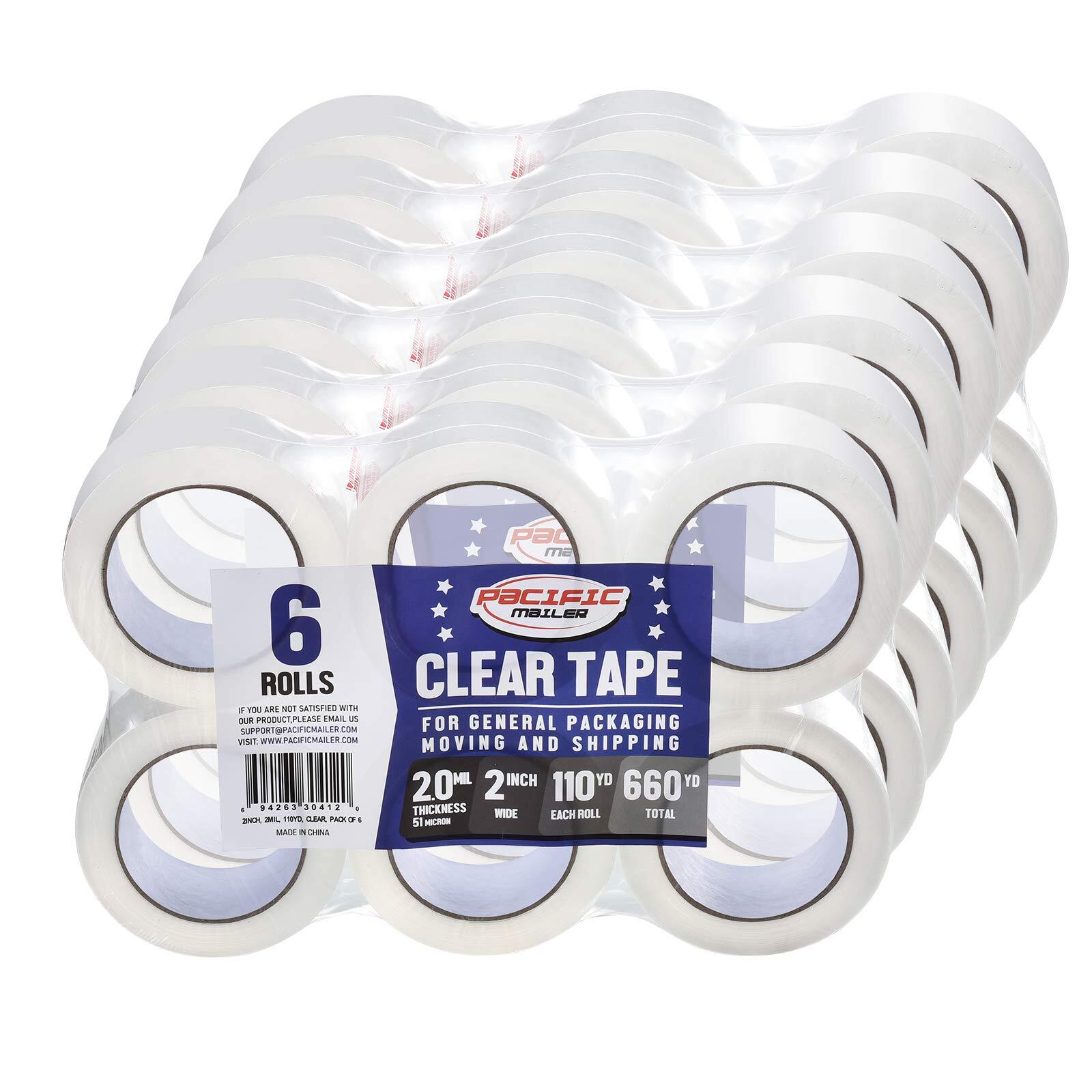 Clear Packing Tape, 2 Inch Wide, 2.0mil Thickness, 110 Yard Per Roll ...