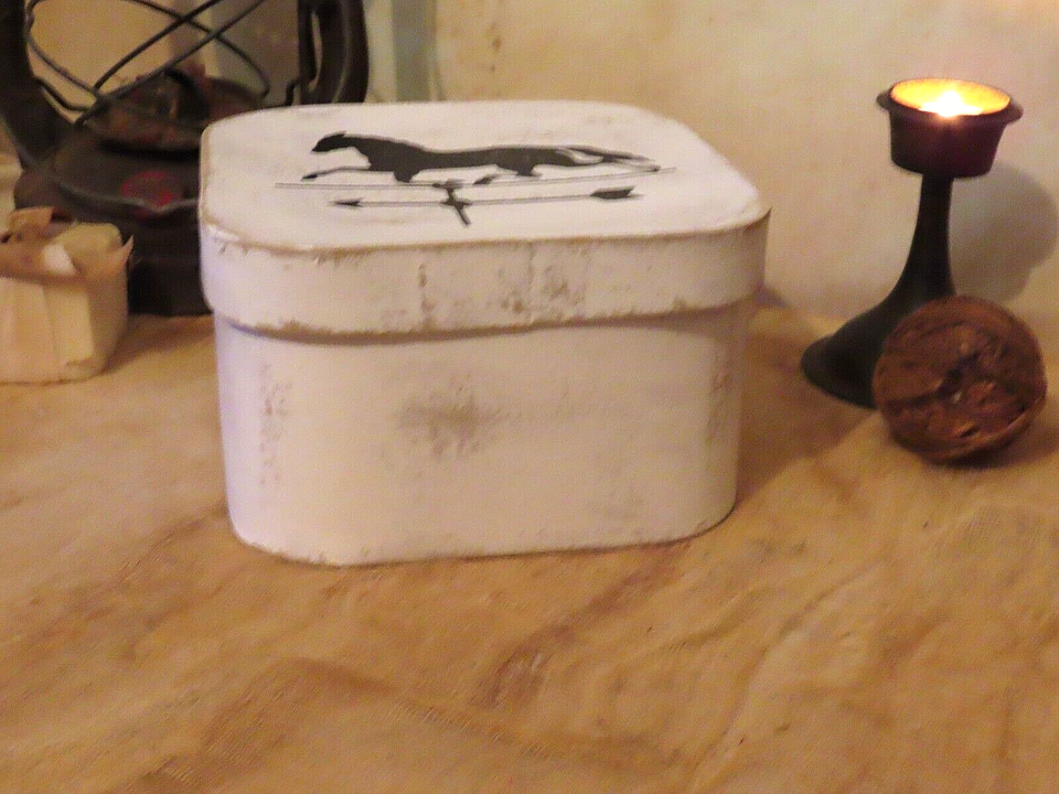 Primitive Paper Mache Nesting Box /Farmhouse / Olde White with a Folk ...