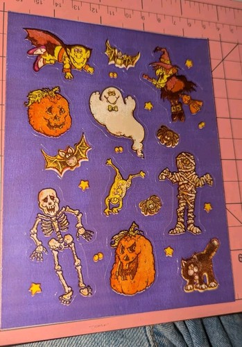Vintage Stickers Halloween Skeleton Mummy Ghosts Witch 1 Sheet | eBay