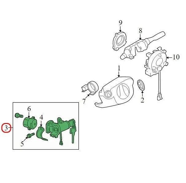 Nissan 48700-1FA1C Cube Ignition Steering Lock 2009-2014 OEM Genuine ...