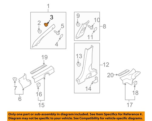 HYUNDAI OEM 06-17 Azera-Quarter Pillar Trim Clip 858493L000 | eBay