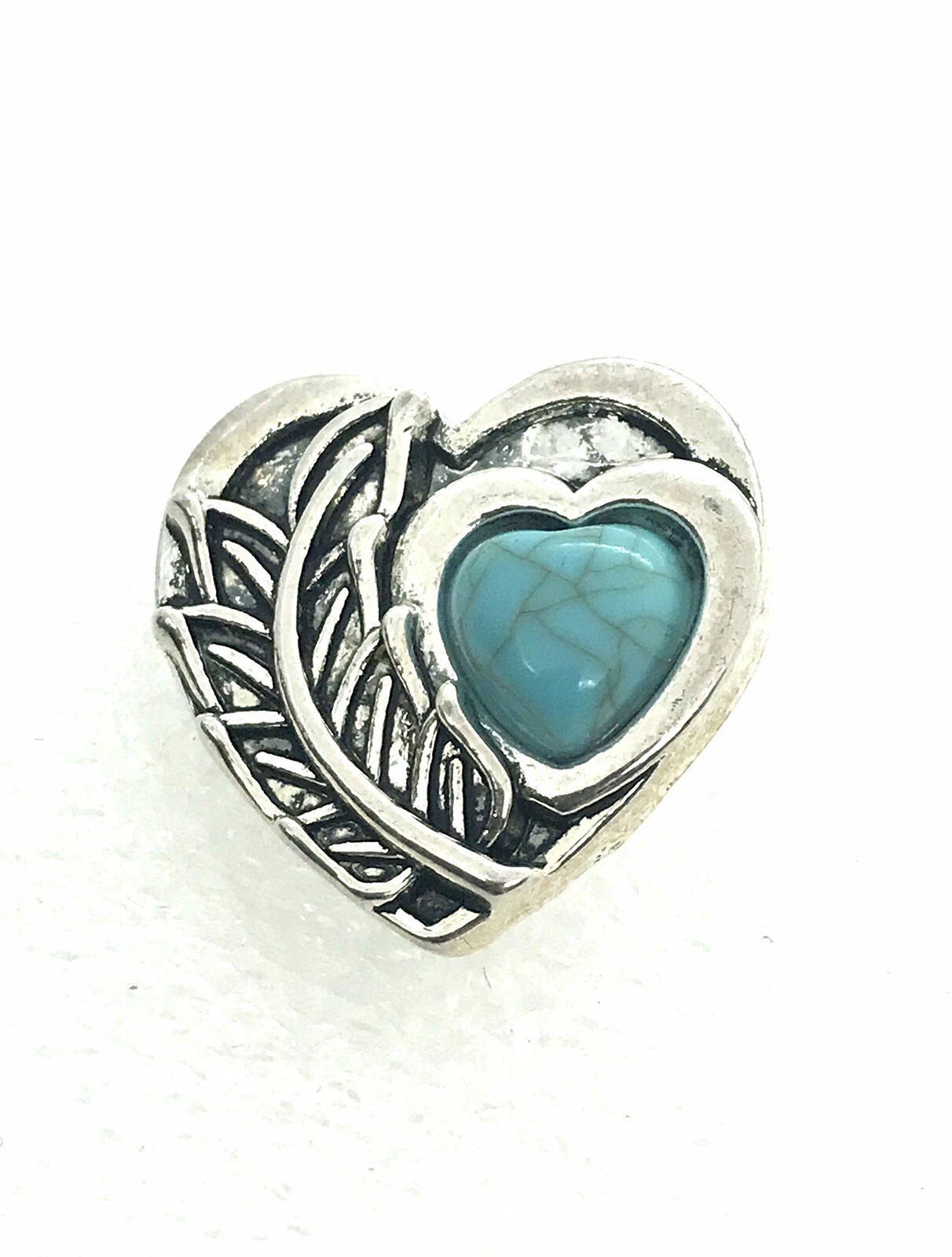 Blue Natural Stone Turquoise HEART Button Charm for Noosa Ginger Snaps ...
