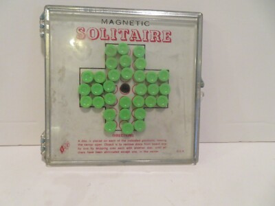 VINTAGE MAGNETIC SOLITAIRE TRAVEL GAME USA COMPLETE WITH CASE BOARD ...