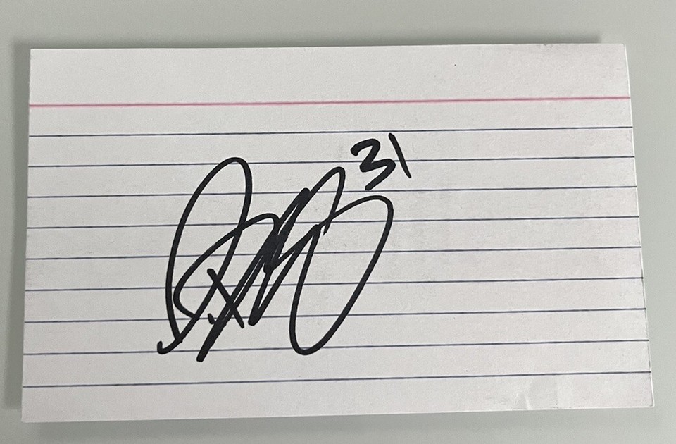 Peter Delmas Autographed Signed Index Card Avalanche Maineiacs Remparts ...