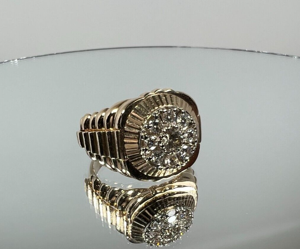 Men's 9-Diamond PRESIDENT Cluster Ring ~ 1.16 CTW ~ 14k Gold ~ 13.5 ...