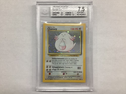 Pokémon Base Set Unlimited CHANSEY Holo Italian Factory Misprint Square ...