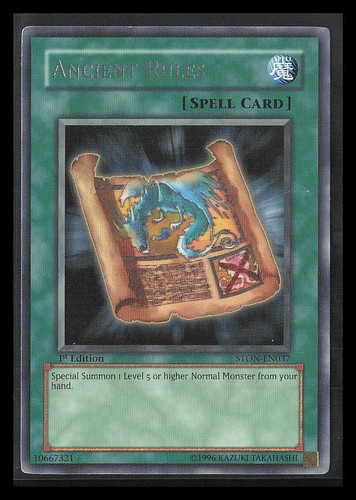 ANCIENT RULES YU-GI-OH! TCG 1996 1st Edition STON-EN037 | eBay