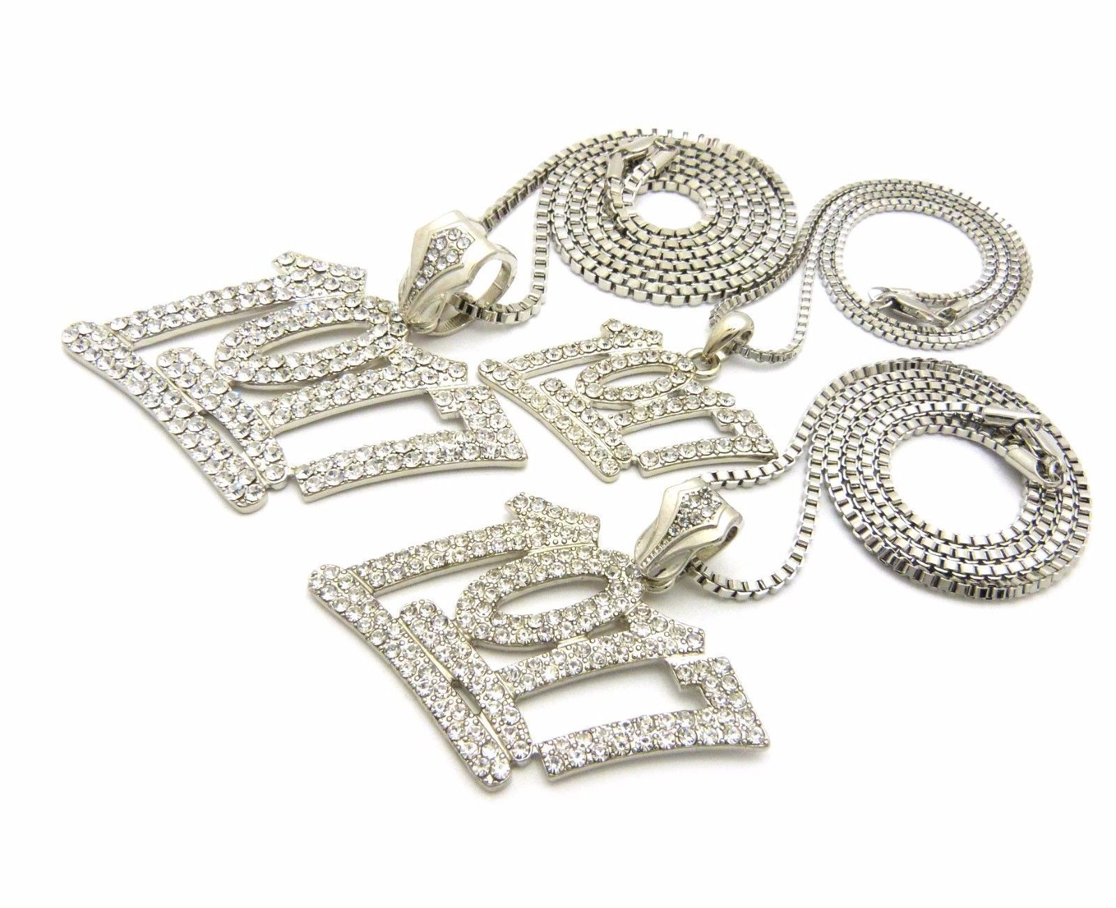 Iced Hip Hop 3pcs of 1017 Pendant w/ 20",24",30" Box Chain 3 Bling ...