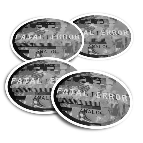 4x Round Stickers 10 cm - BW - Fatal Error TV Gaming Signal Retro ...