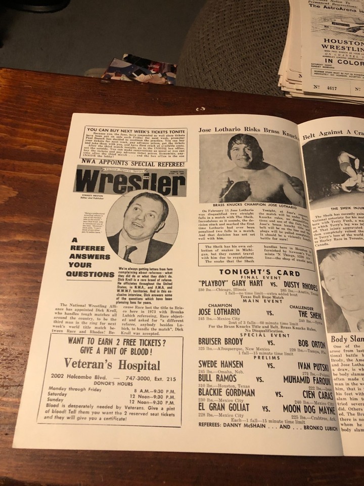 Vintage 03/04/1977 Houston, TX Paul Boesch Wrestling Program NWA/AWA ...