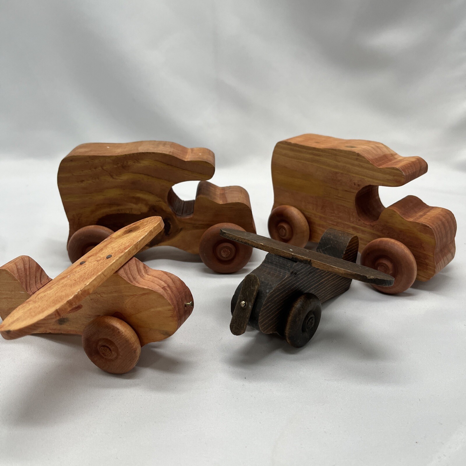 Handmade Wood Toy Cars, Push-Pull Cars, And Airplanes Set Of 4 | eBay