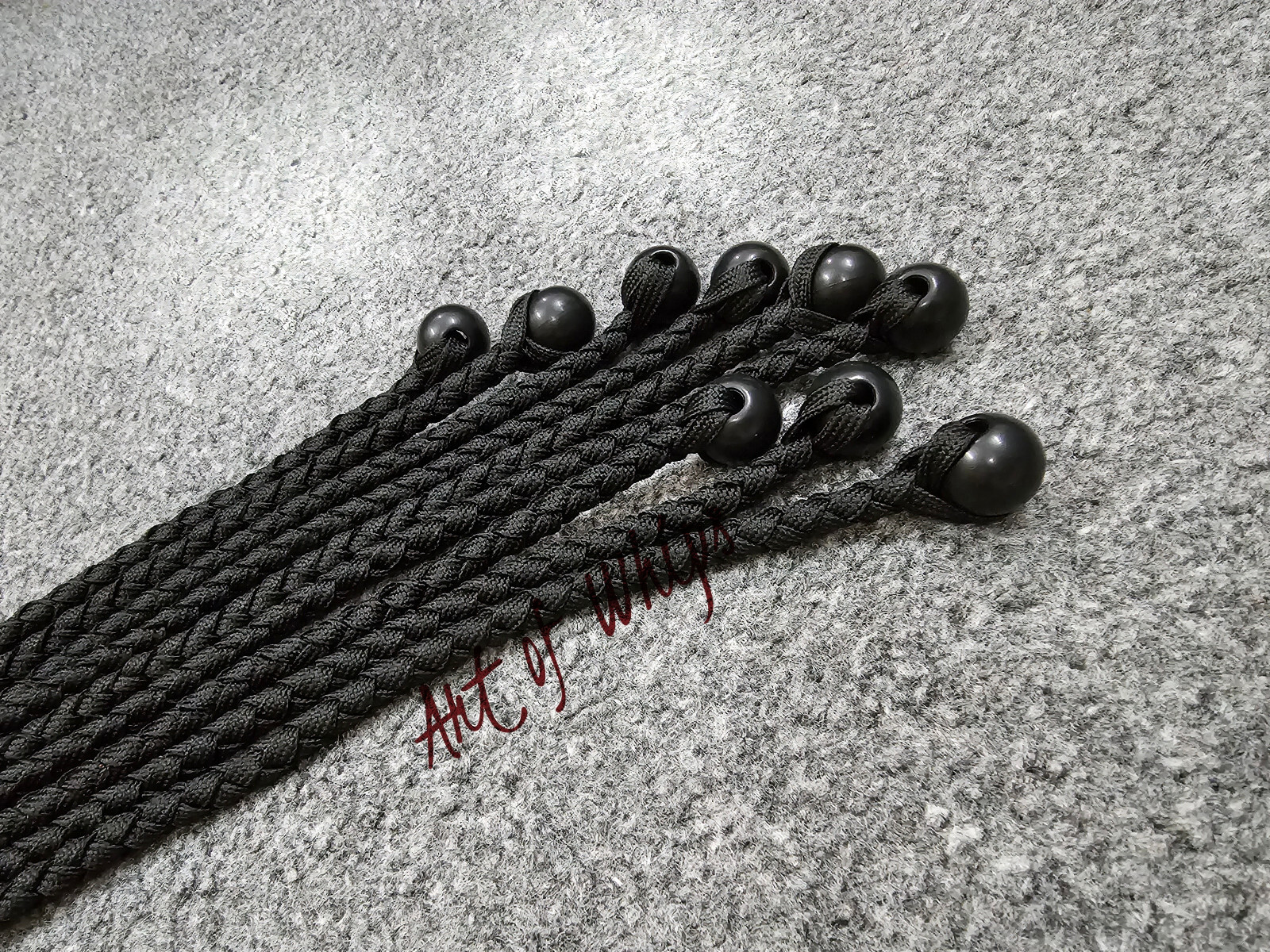 Cat O Nine Tails Black Paracord Nylon Flogger 9 Tails Flogger Vegan ...