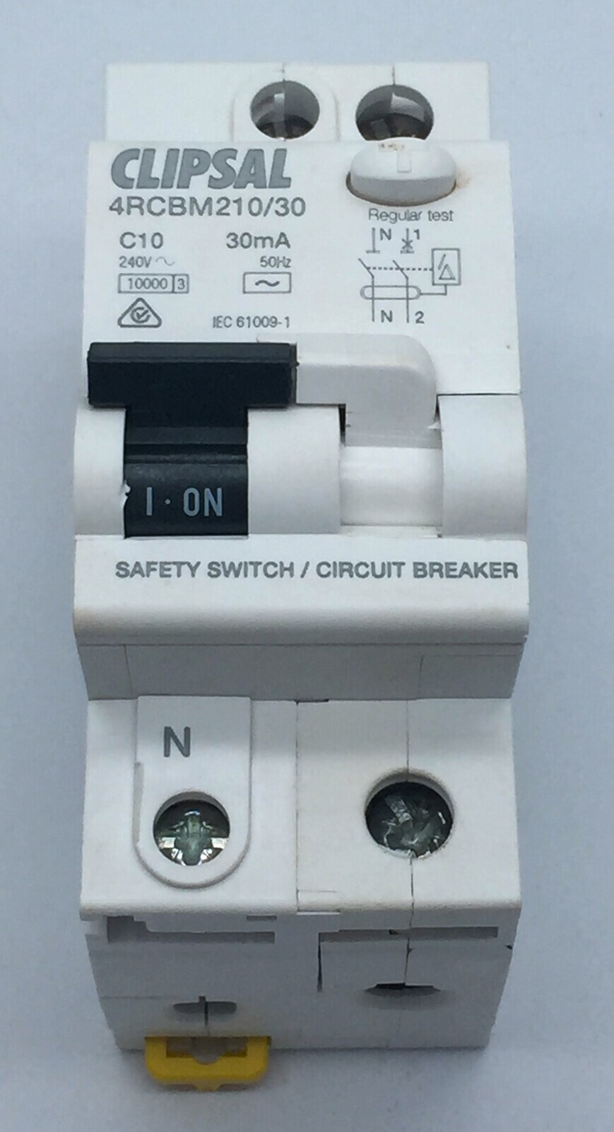 Clipsal 4RCBM210/30 C10 RCD/MCB 10A 2P 30mA 10kA 240VAC 50Hz MAX 4 ...