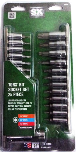 (J) SK Tools Torx Bit Socket Set 1/4, 3/8 and 1/2" drive Polished ...