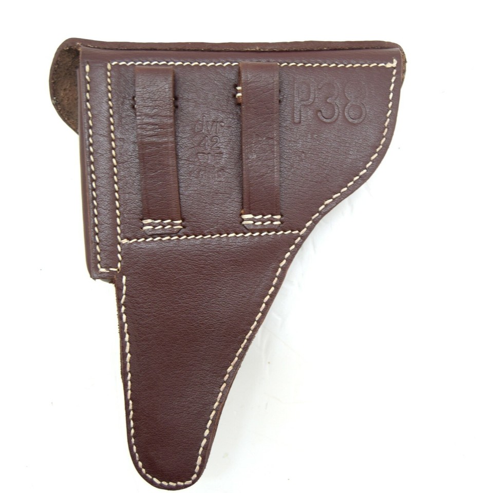 German Army WW2 Luger P38 Brown Full Leather Holster Repro Hard Shell ...
