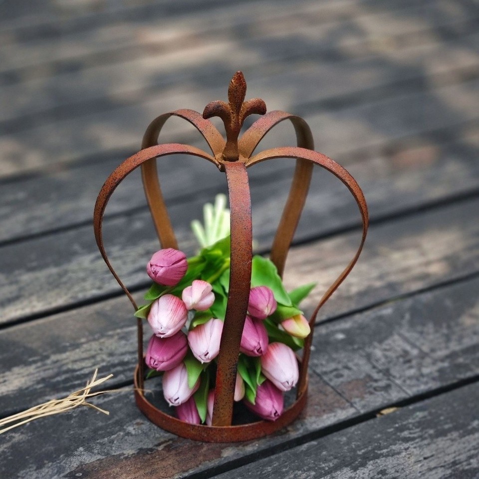 Handcrafted Weathered Iron Flower Pot Rack for Garden Path or Lawn ...