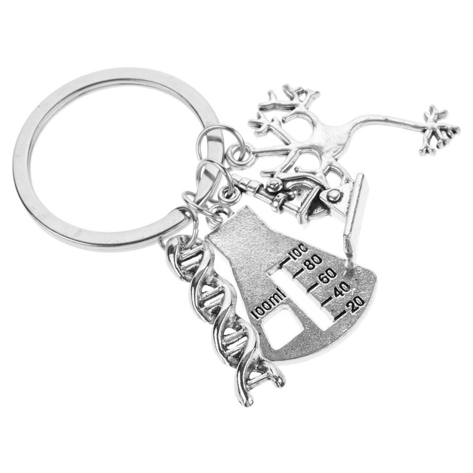 DNA Microscope Keychain Metal Biology Key Chain Bag Purse Hanging ...