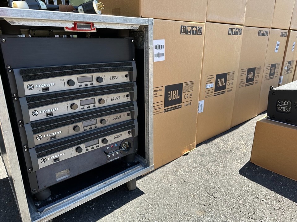 (12) JBL VTX-A8 LINE ARRAY W/ (2) VTX AF FRAME (4) 12000HD CROWN AMP ...