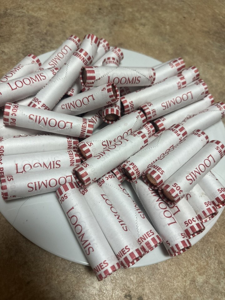 40 Sealed Unsearched Bank Wrapped Penny Rolls Circulated Lincoln Cents ...