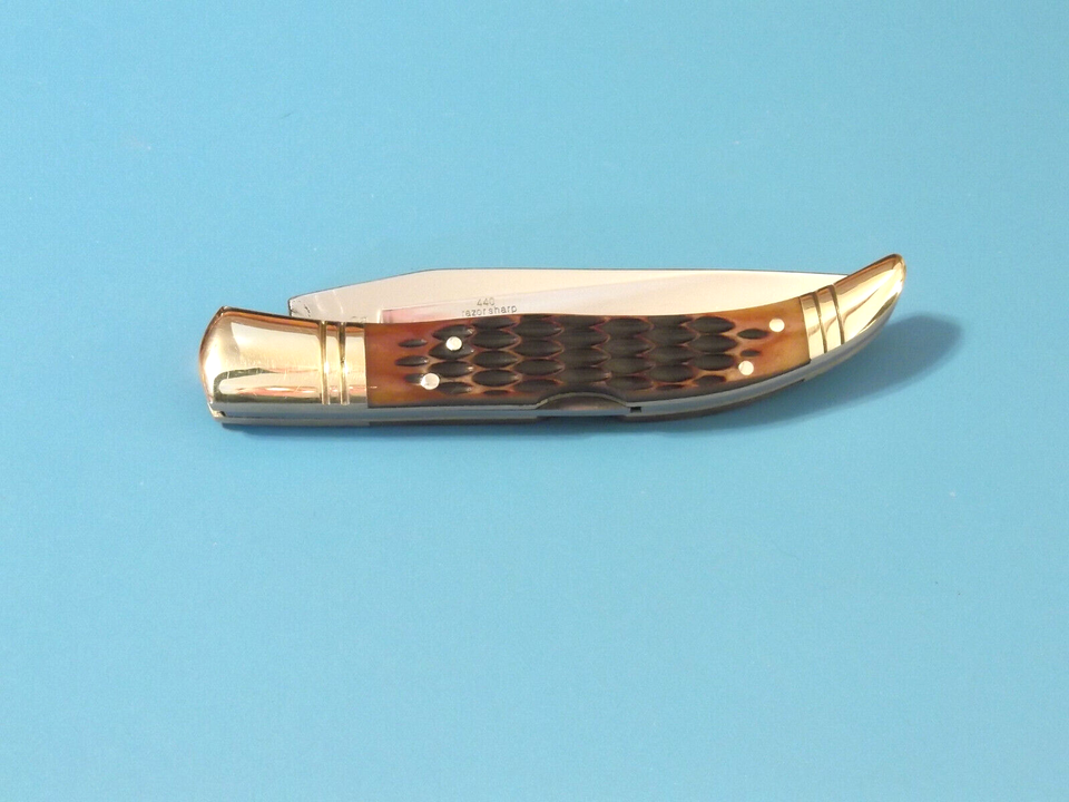 ROUGH RYDER RR204 French Tickler Amber Jigged Bone Lockback Knife 4 1/8 ...